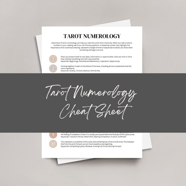 Tarot Numbers Cheat Sheet, Tarot Cheat Sheet - Etsy
