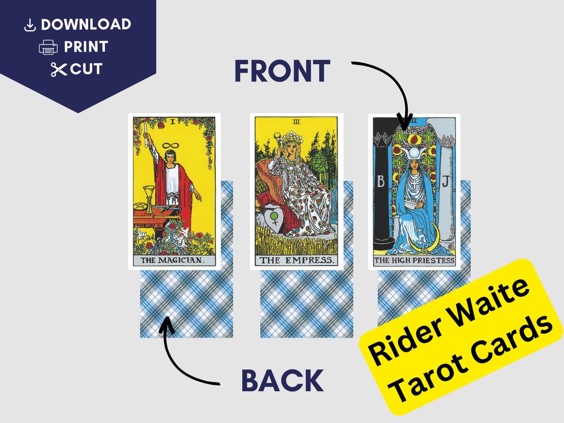Rider Waite Digital 78 Tarot Card Deck, Double Sided, NO GUIDEBOOK - Etsy