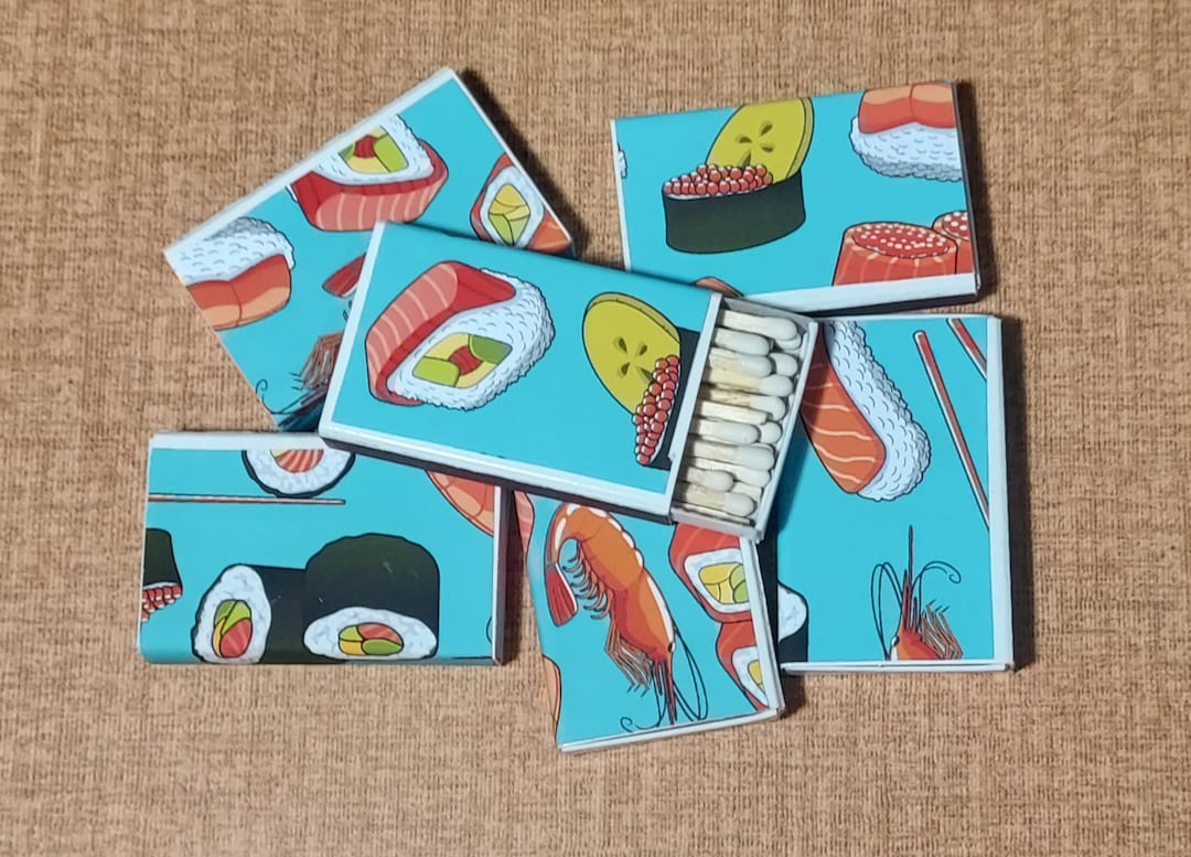 Decorative Matchbox With Blue Sushi Paper - Etsy