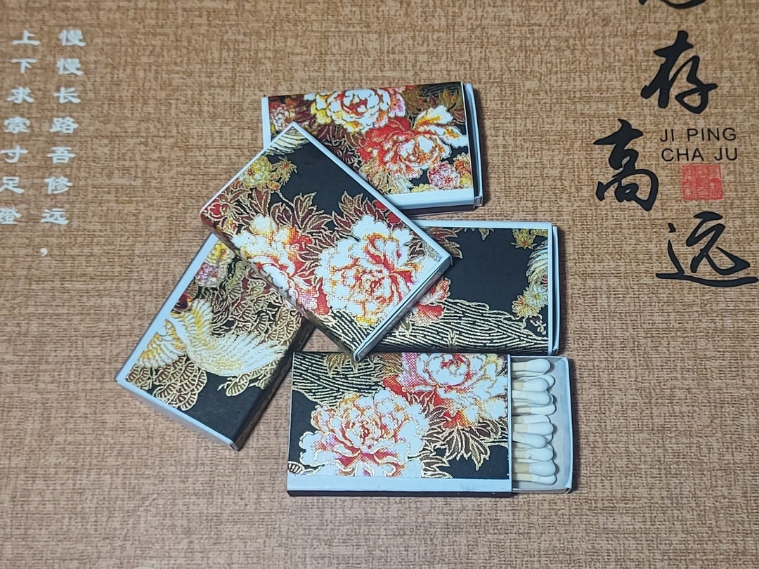 Decorative Matchbox With Black Floral Washi Paper Gold Cranes - Etsy