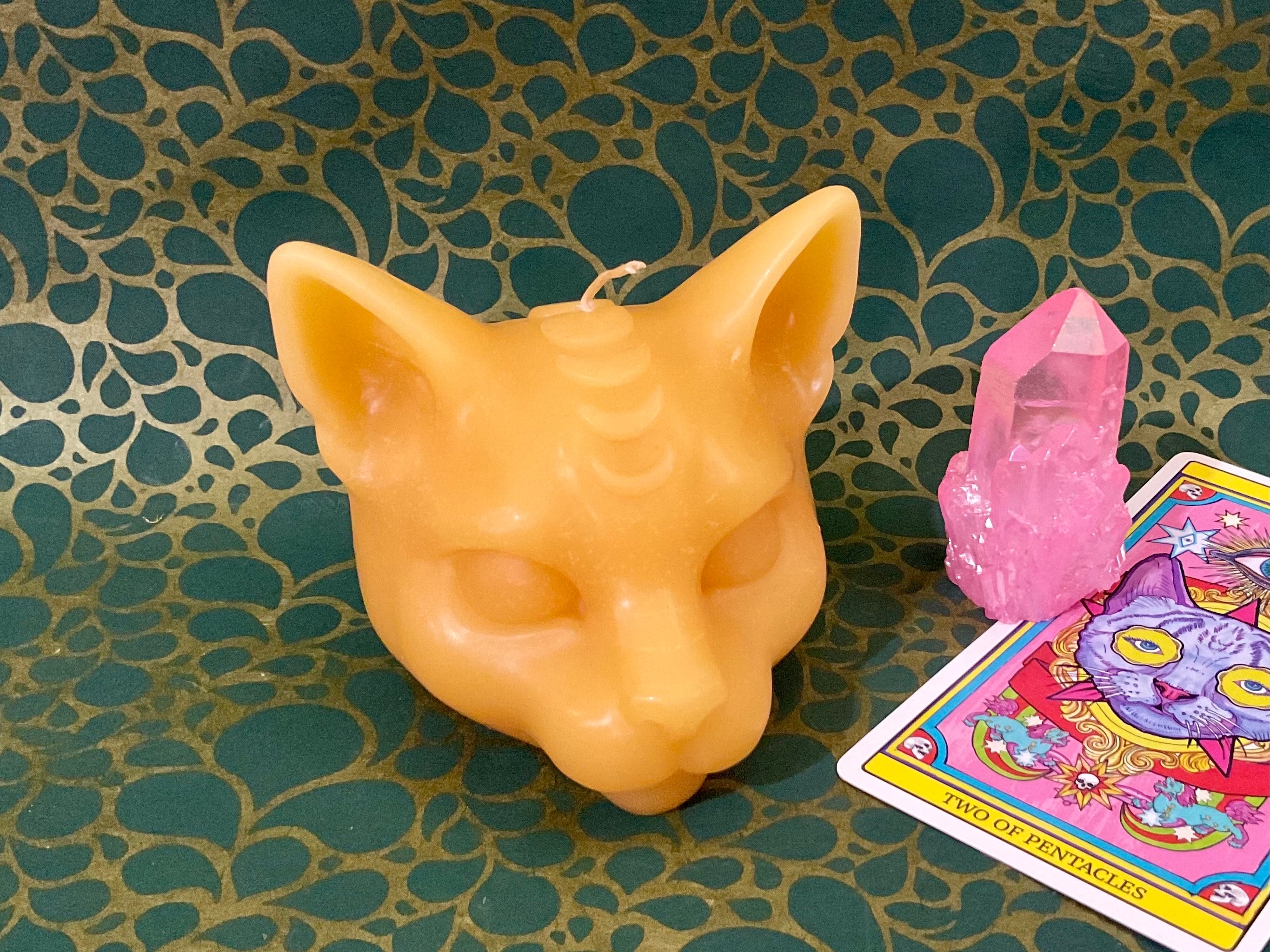 Large Moon Phase Cat Head Beeswax Candle - Etsy