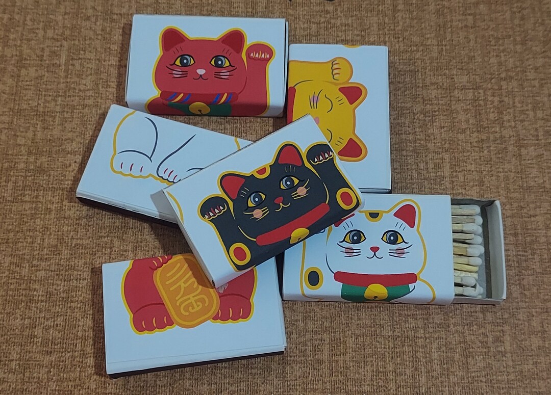 Decorative Matchbox With Maneki Neko Lucky Fortune Cat Paper - Etsy