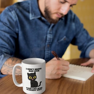 Black Cat Coffee Mug 150z, Black Cats Mug, Gift for Black Cat Owners, I ...
