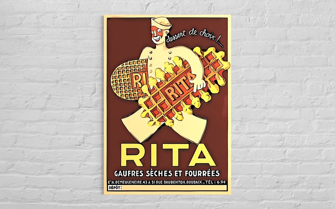 Rita Gaufres Vintage Poster Reproduction. Kitchen Wall Art, Wall Art ...