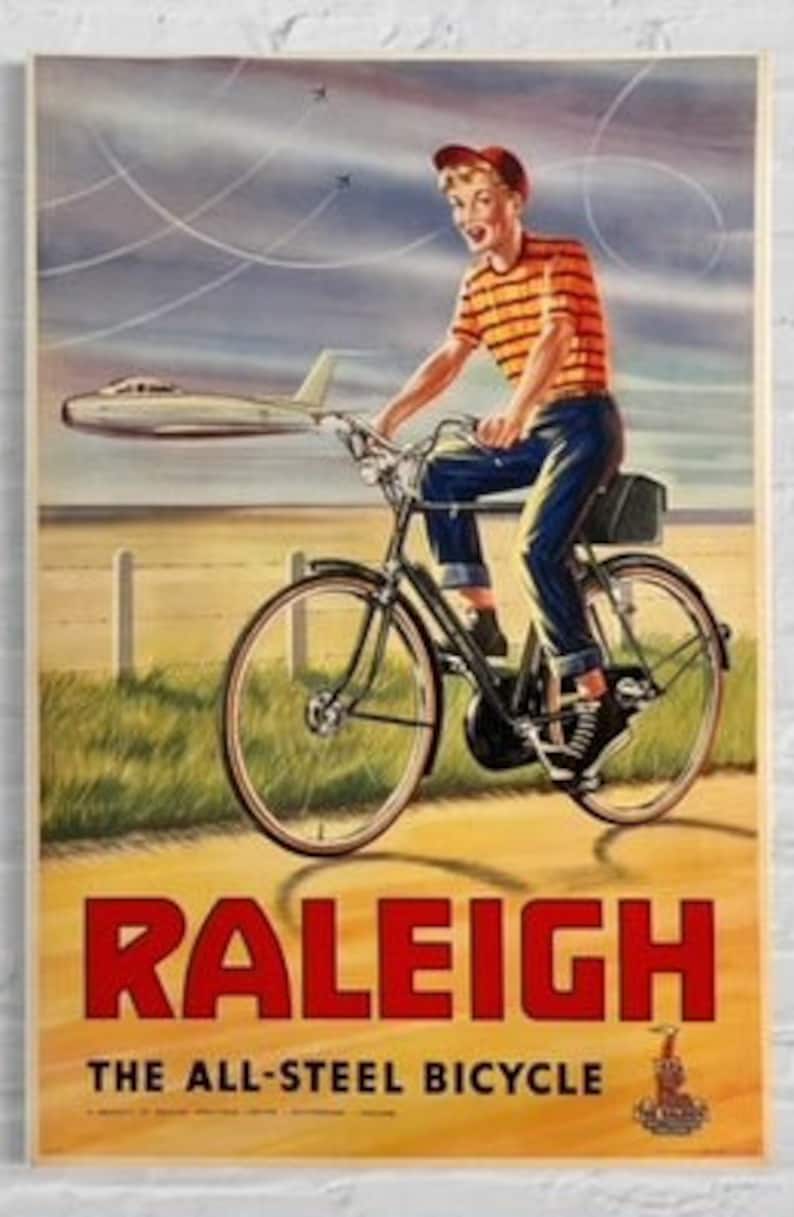 Raleigh Bicycles Vintage Poster Reproduction, Garage Art ...
