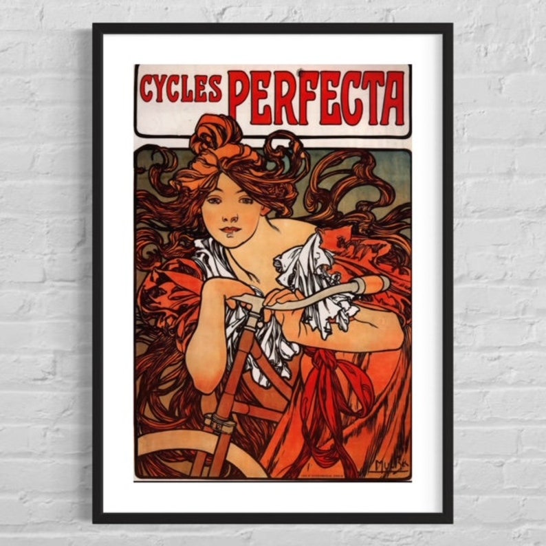 Cyles Perfecta by Alphonse Mucha, Wall Art, 1896 Fine Art Poster Reproduction, Alphonse Mucha ...