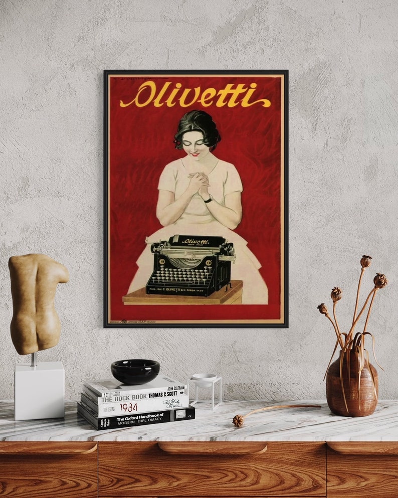Olivetti Typewriters, Advertisement Décor, Poster Wall Art, Leonatto ...