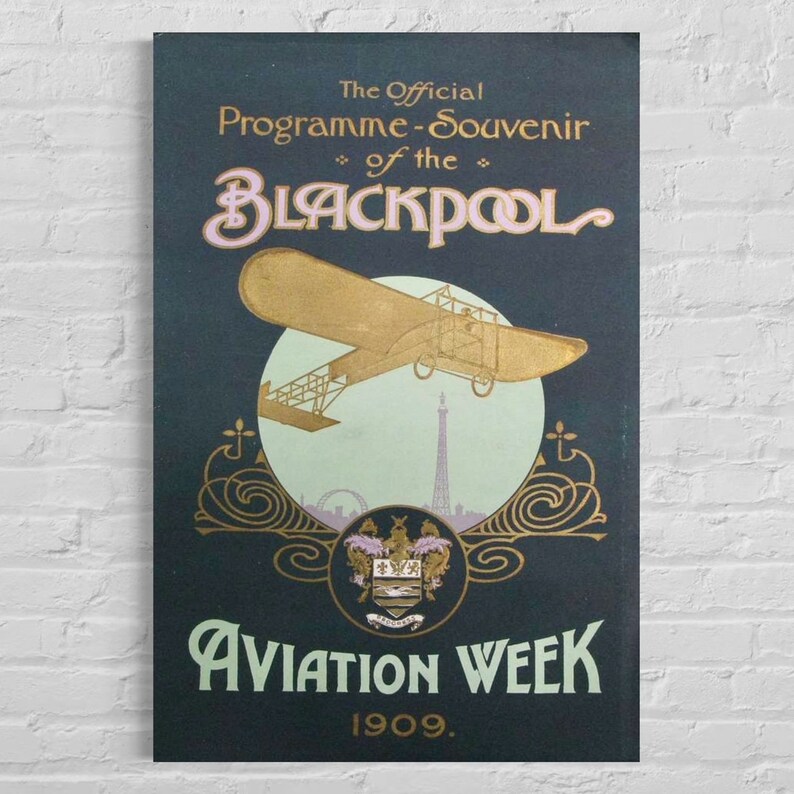Blackpool 1909 Aviation Week Poster, Art Nouveau Advertising, Aviation ...