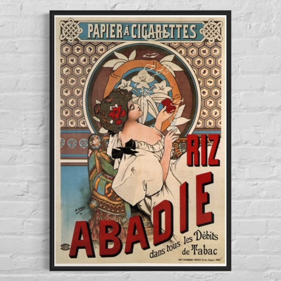 Papier A Cigarettes, Riz Badie Brand Poster, Designed by H.gray 1898 ...