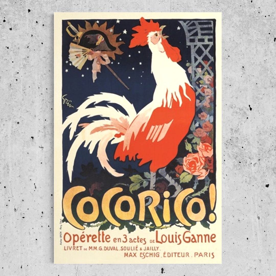 Cocorico Poster, Vintage French Giclee Cover of Booklet of the Cocorico ...