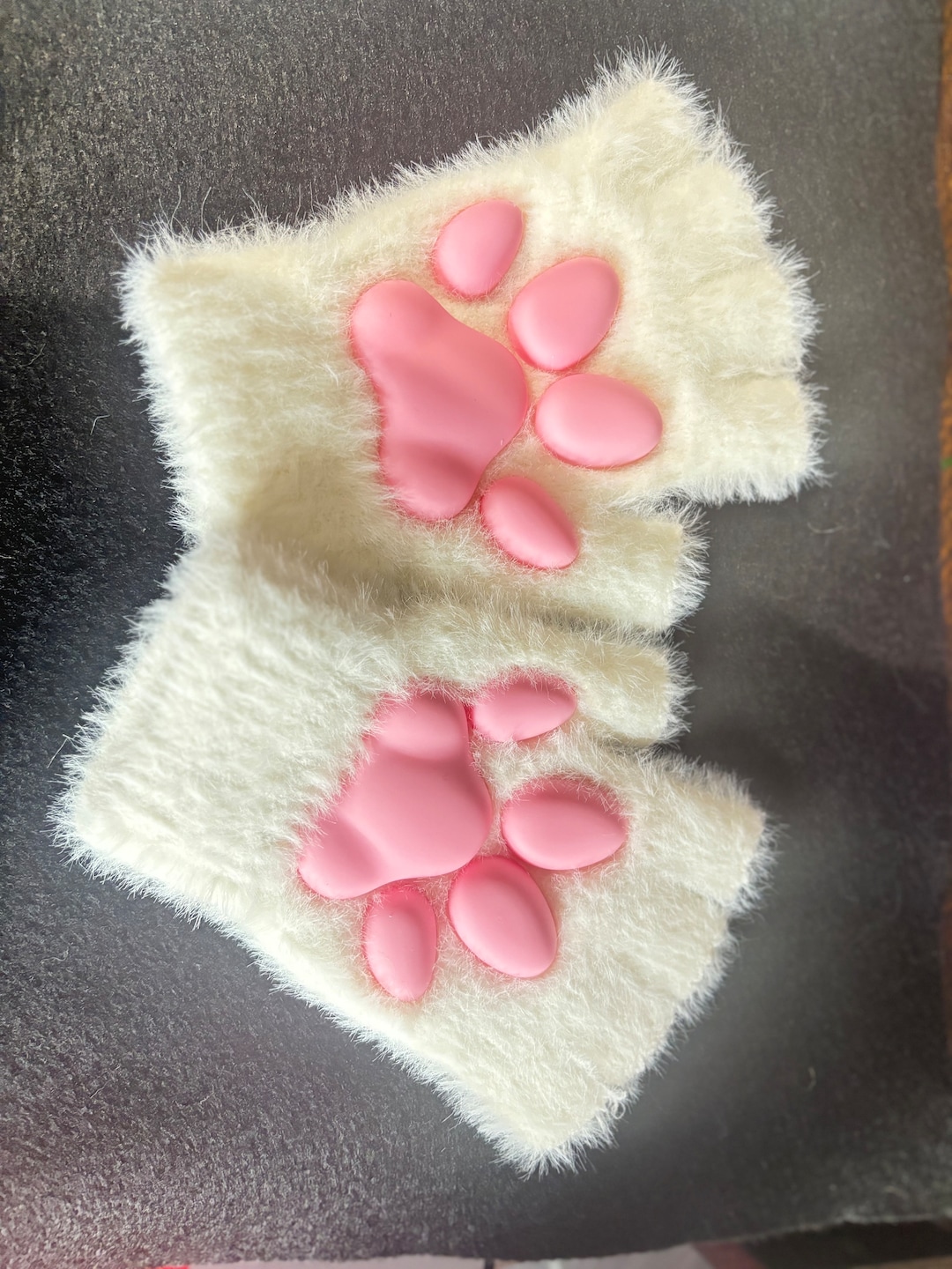 Cute Cat Claw Paw Gloves Women Plush Mittens Warm Soft Plush Short ...