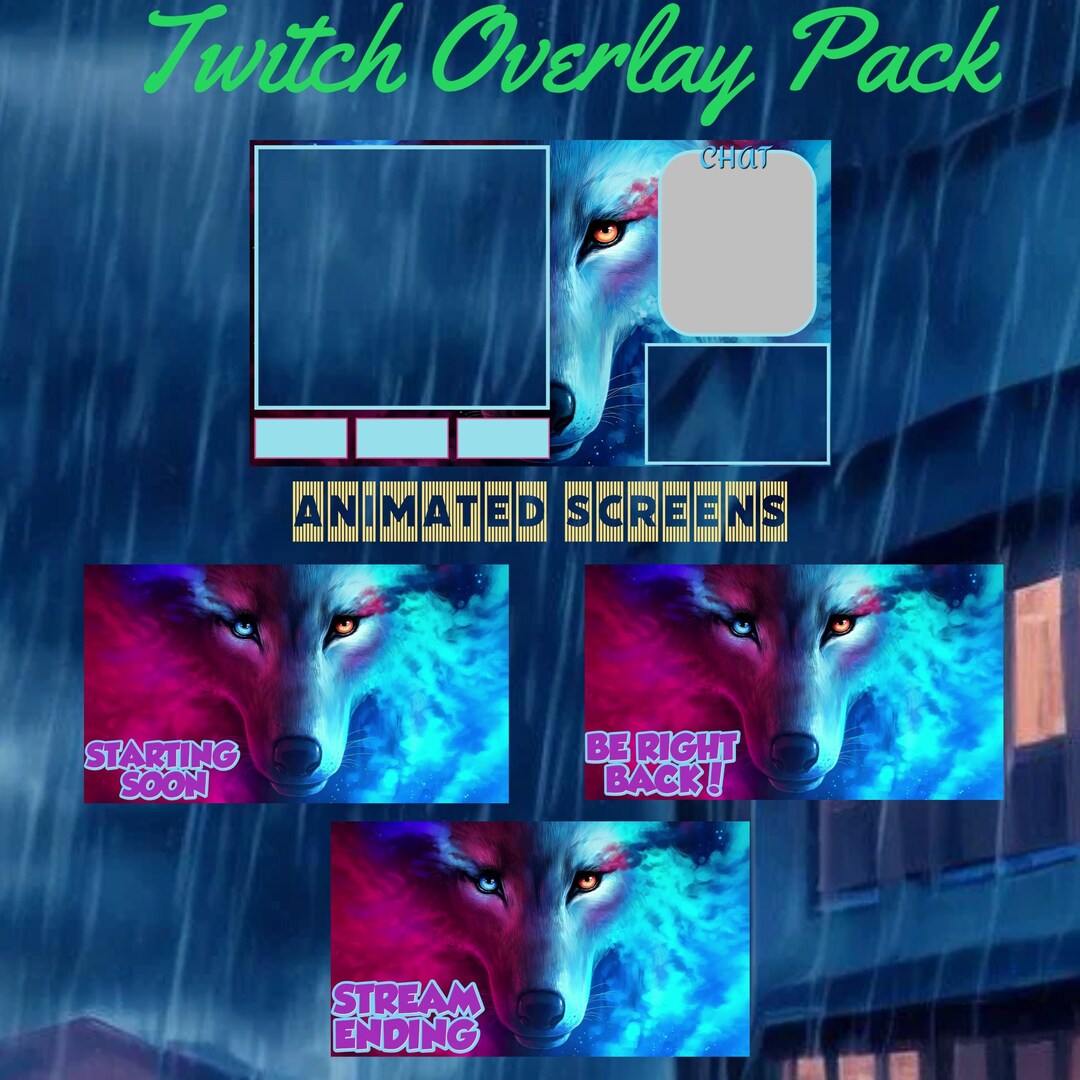 Wolf Twitch / Kick Streaming Overlay Pack Overlay, Starting Soon, Be ...