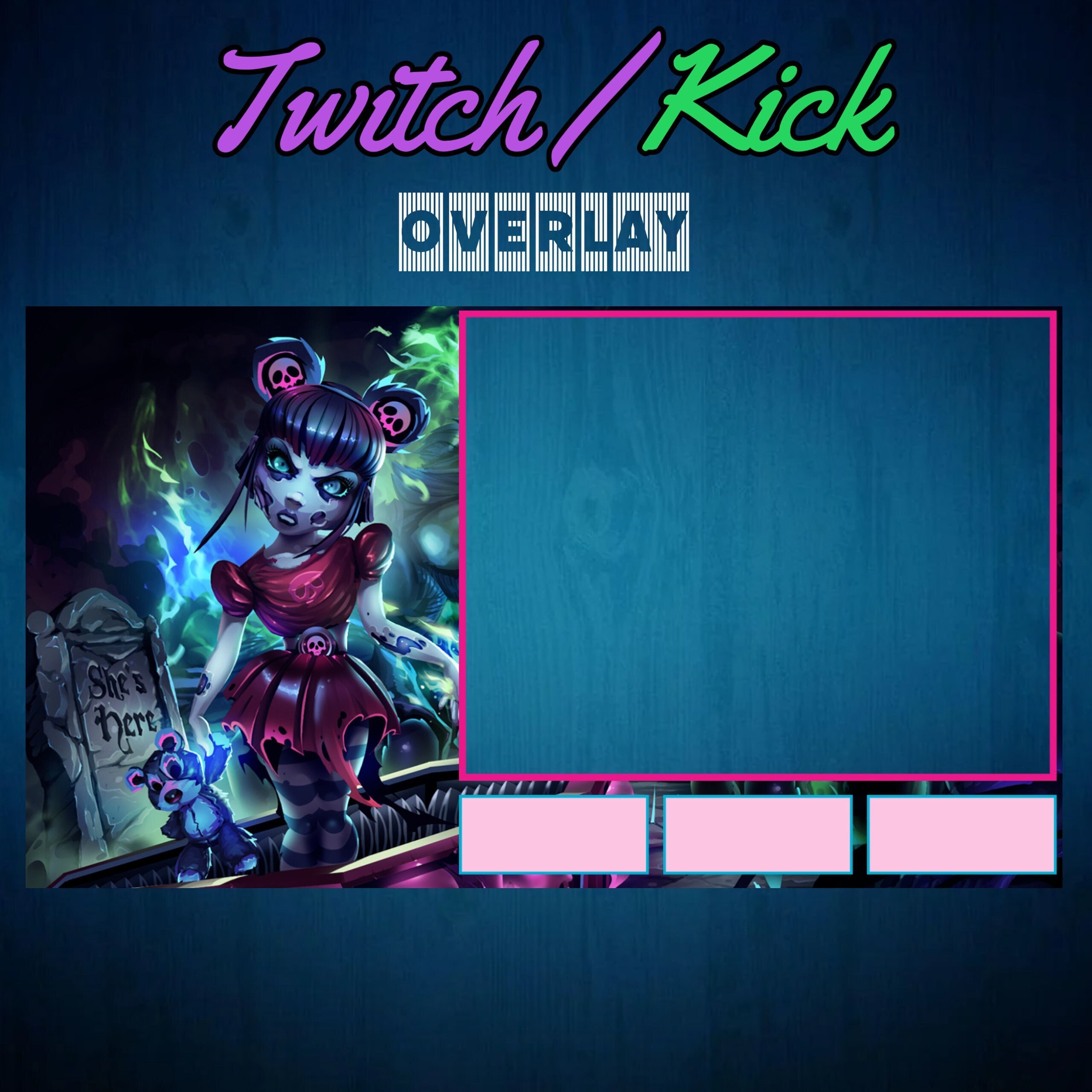 Zombie Girl Twitch Overlay, Gamer, Streamer, Kick, Streaming Overlay - Etsy