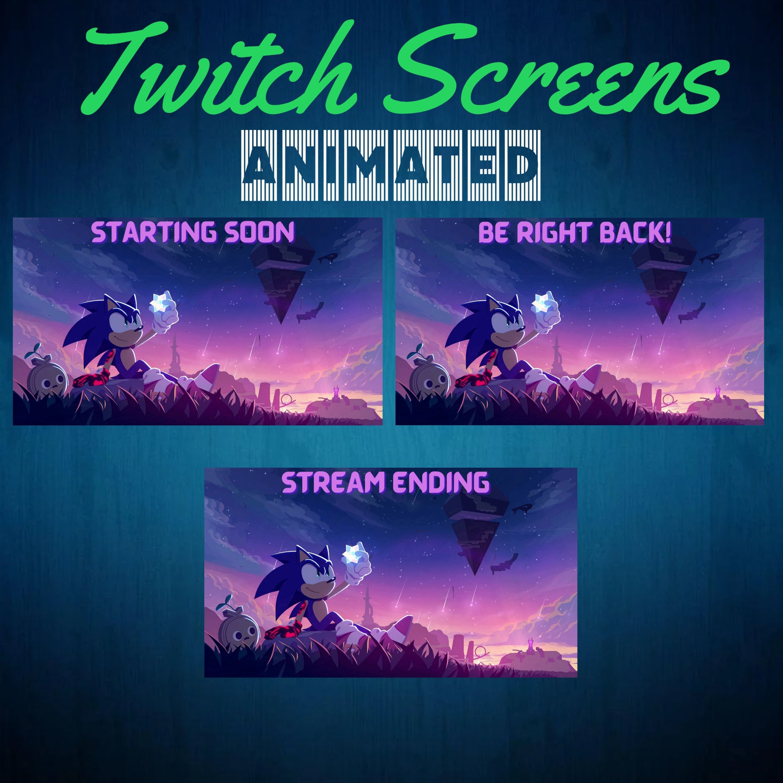 Twitch / Kick Streaming Screens sonic Starting Soon, Be Right Back ...