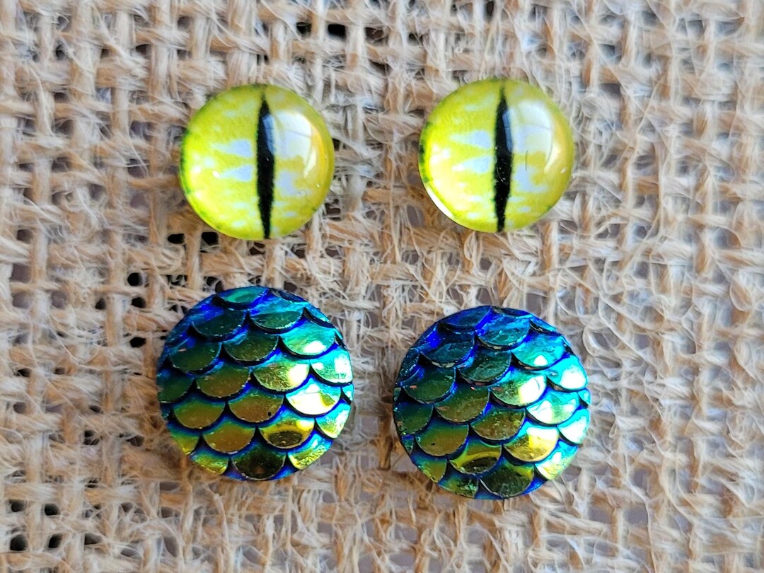 Dragon-inspired Stud Earrings Set: Dragon Eye & Dragon Scale Earrings ...