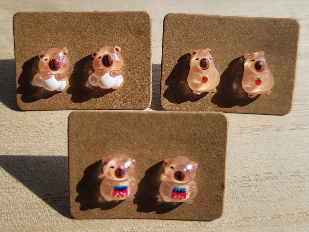 Capybara Stud Earrings for Animal Lovers – Cute & Affordable Capybara ...