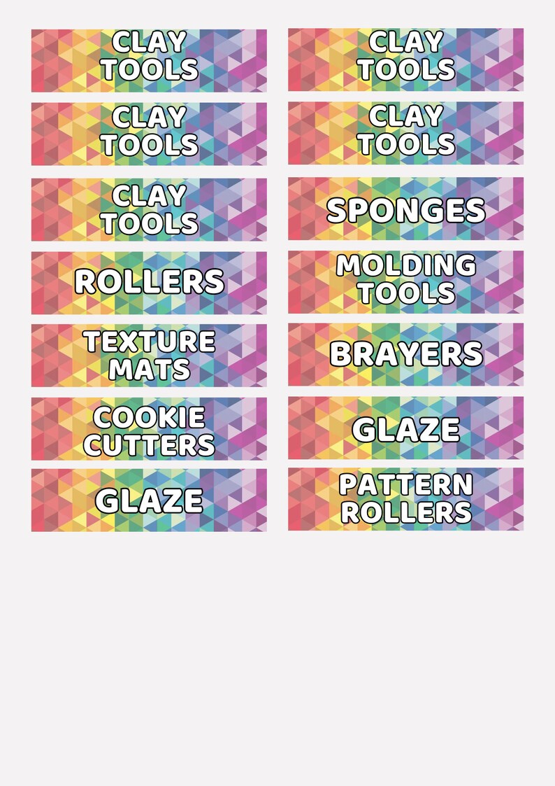Art Room Supply Rainbow Labels - Etsy