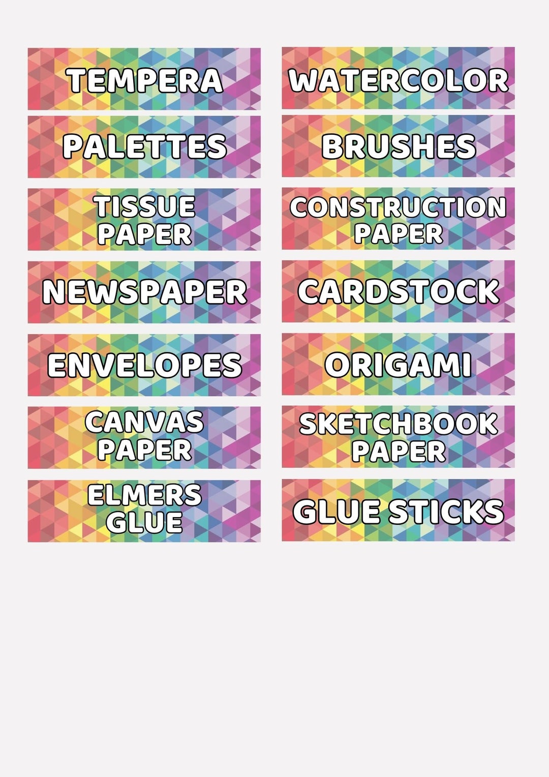 Art Room Supply Rainbow Labels - Etsy