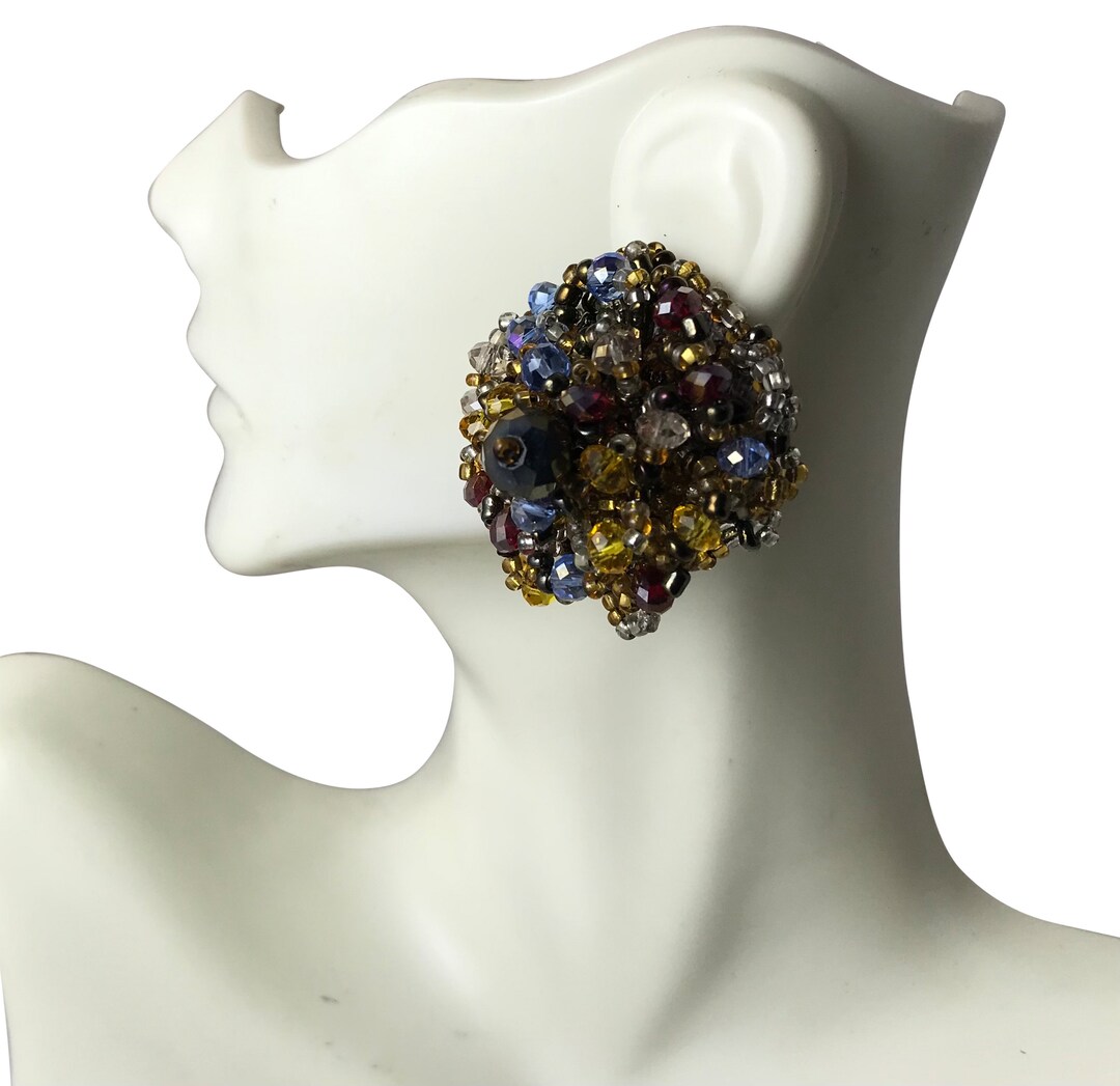 Galaxy Cluster Stud Earrings-star Studded Bead Earring-multi Color ...