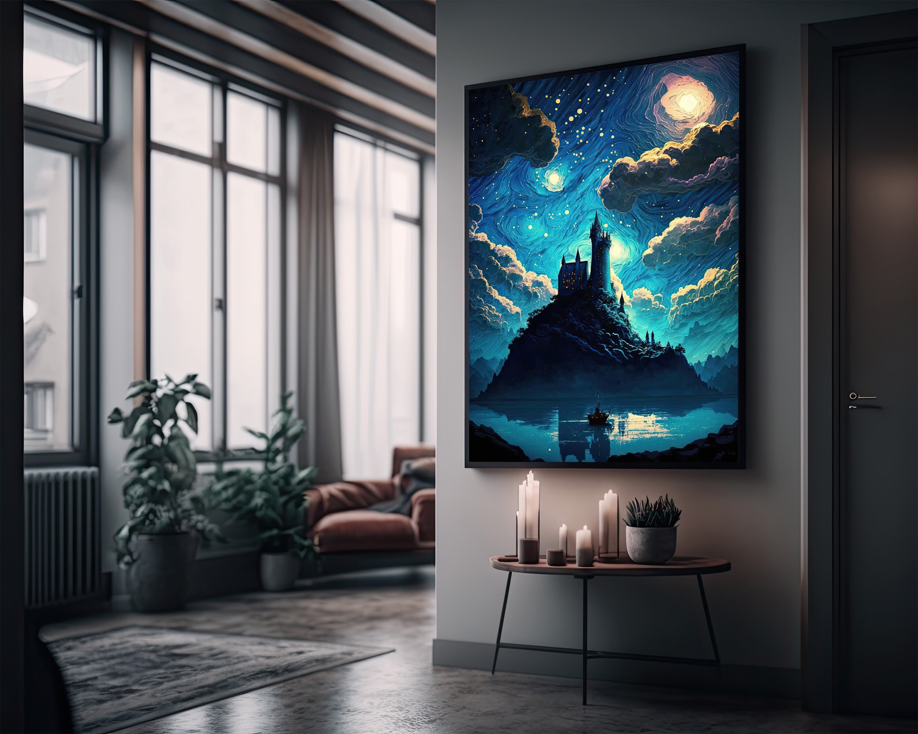 Van Gogh-inspired Castle Printable Poster - A4 to A1 Sizes Available ...