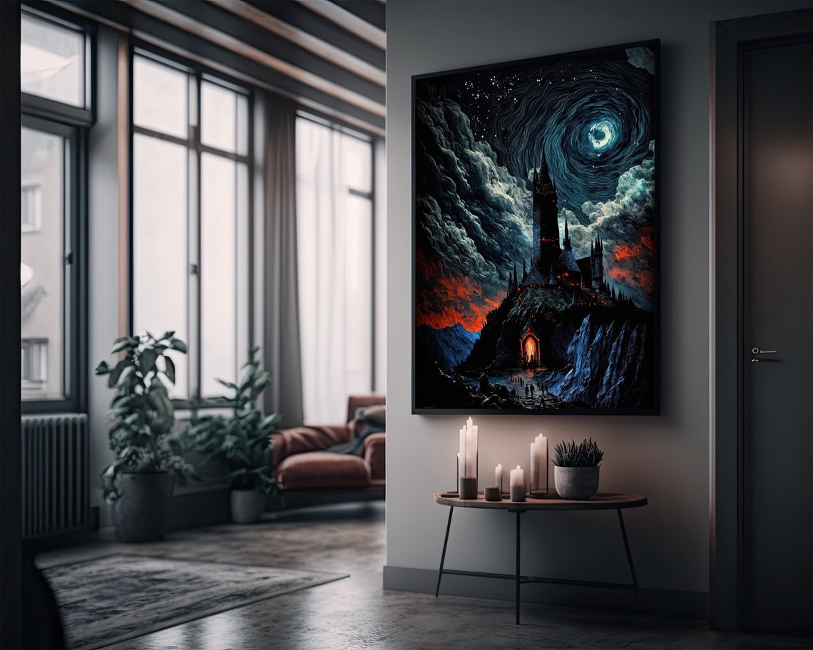 Van Gogh-inspired Mordor Castle Printable Poster, A4 to A1 Sizes ...