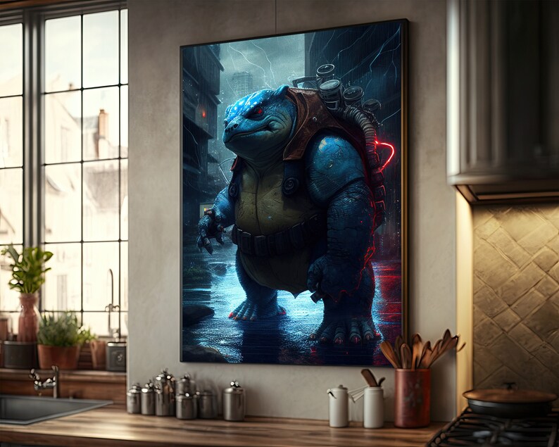 Cyberpunk Pokemon Blastoise Printable Poster A4 to A1 Sizes - Etsy