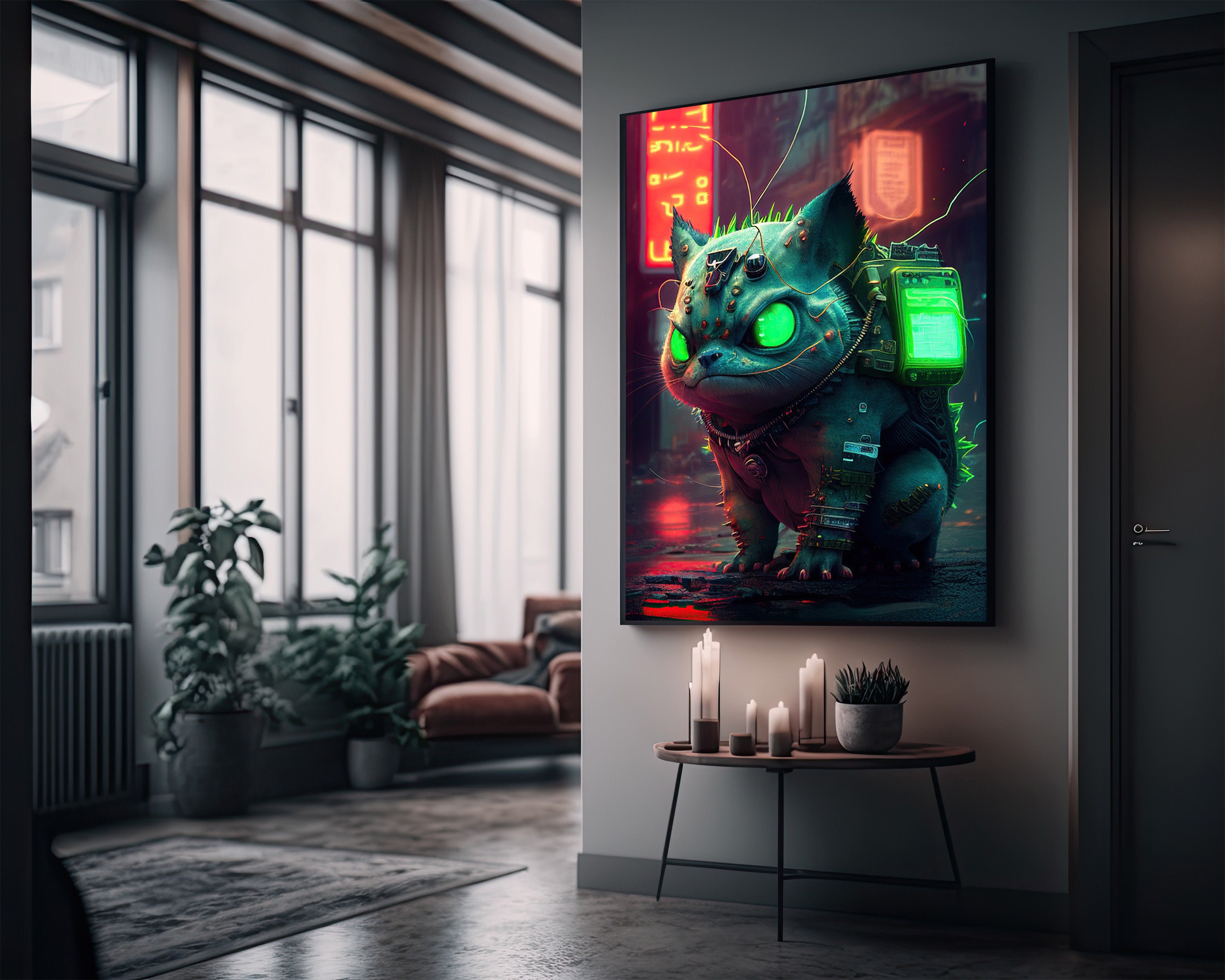 Cyberpunk Pokemon Bulbasaur Printable Poster A4 to A1 Sizes Available ...
