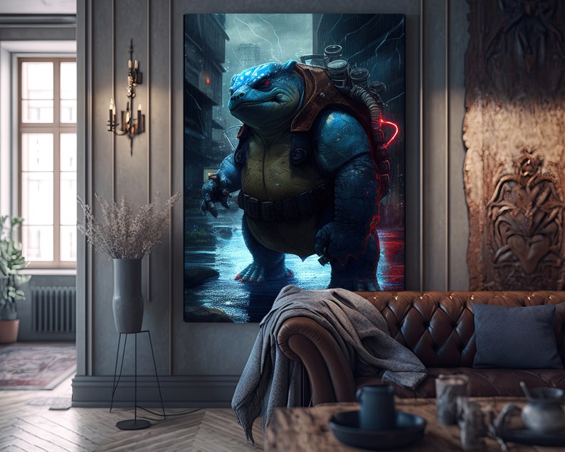 Cyberpunk Pokemon Blastoise Printable Poster A4 to A1 Sizes - Etsy