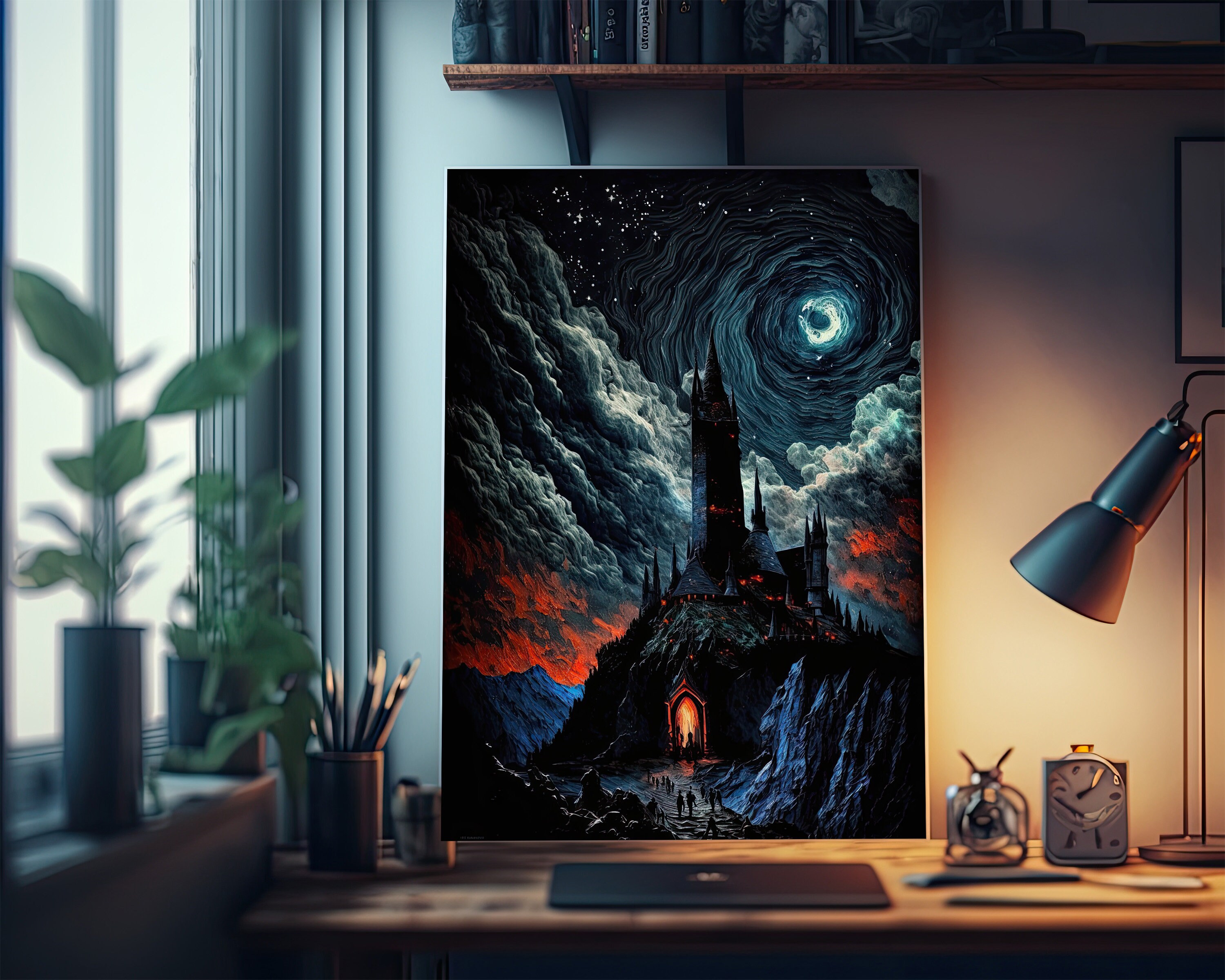 Van Gogh-inspired Mordor Castle Printable Poster, A4 to A1 Sizes ...