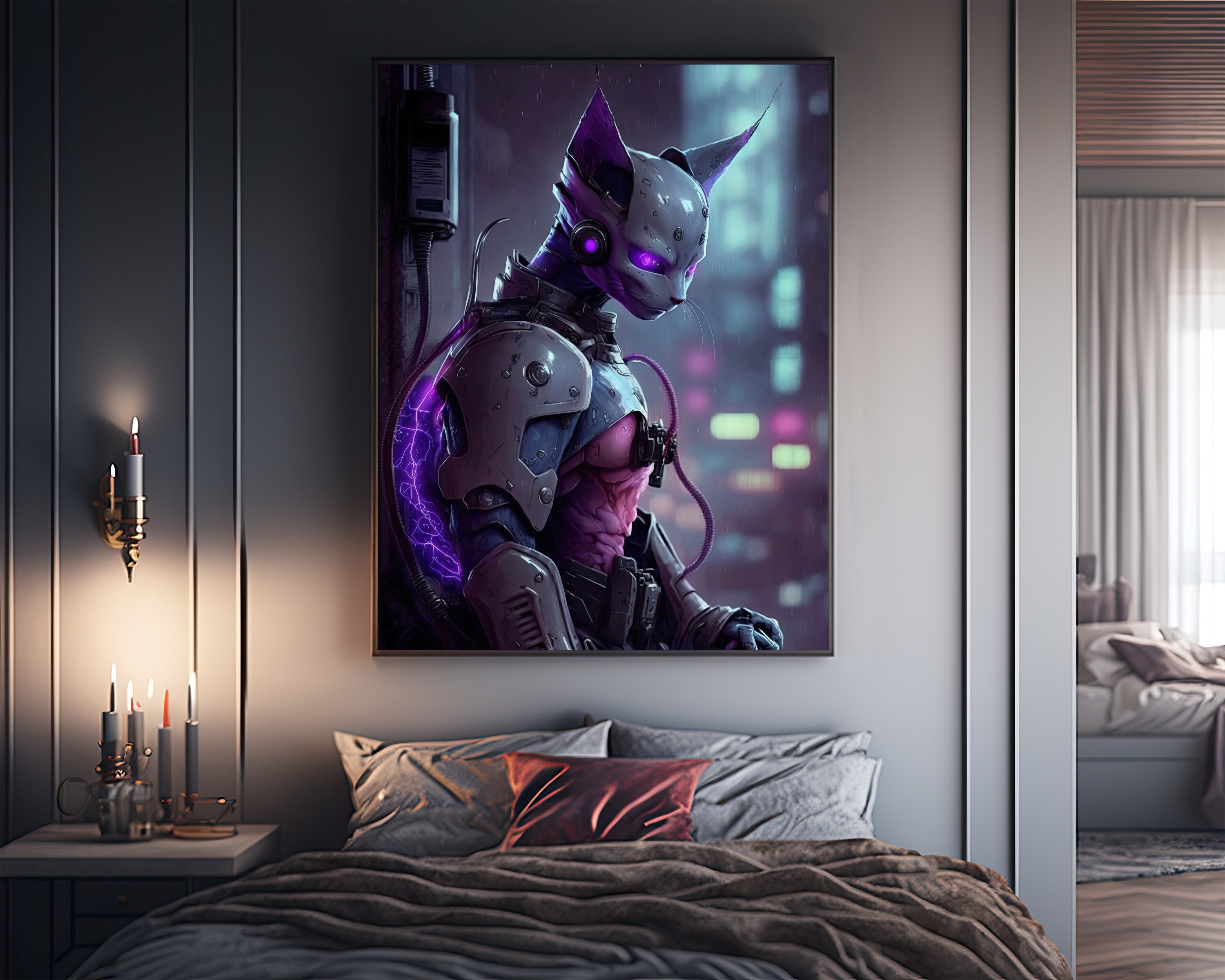 Cyberpunk Pokemon Mewtwo Printable Poster A4 to A1 Sizes Available ...