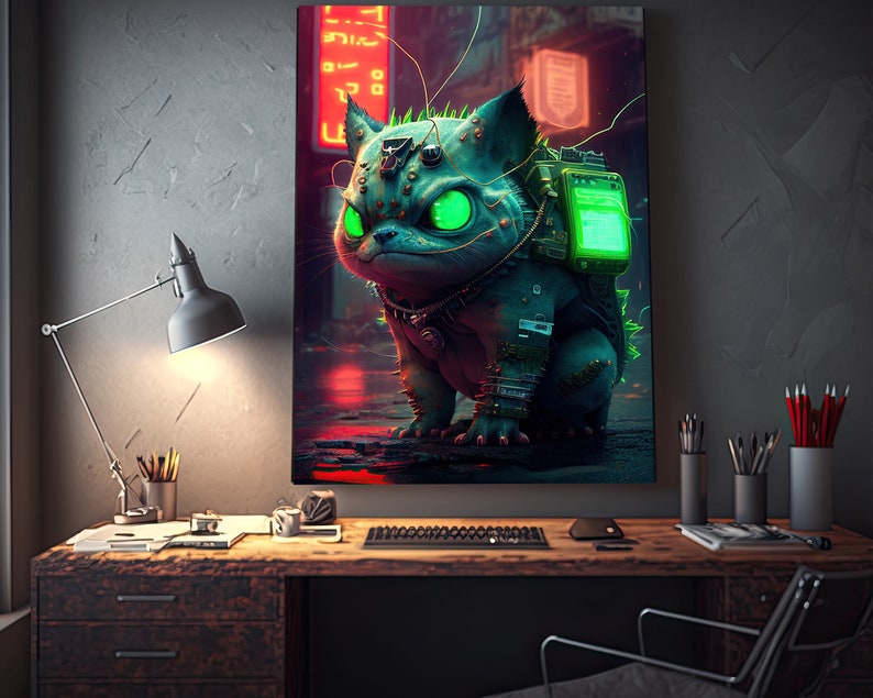 Cyberpunk Pokemon Bulbasaur Printable Poster A4 to A1 Sizes Available ...