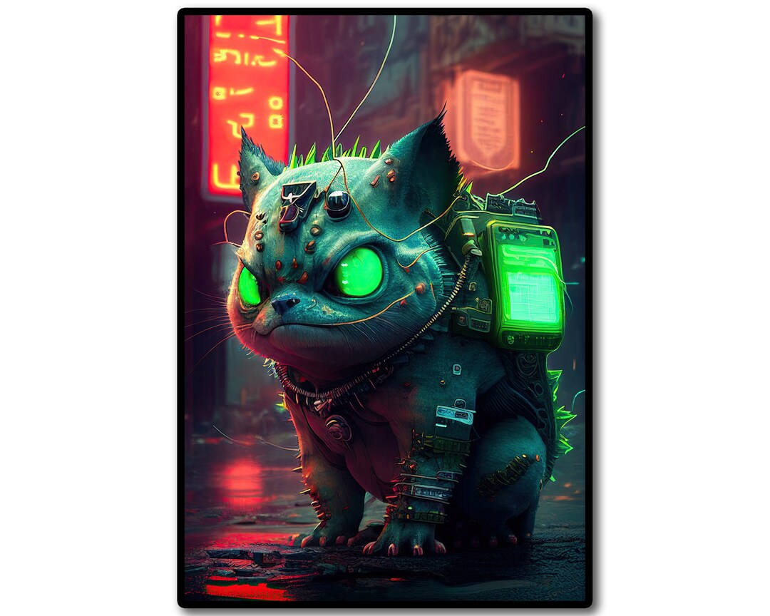 Cyberpunk Pokemon Bulbasaur Printable Poster A4 to A1 Sizes Available ...