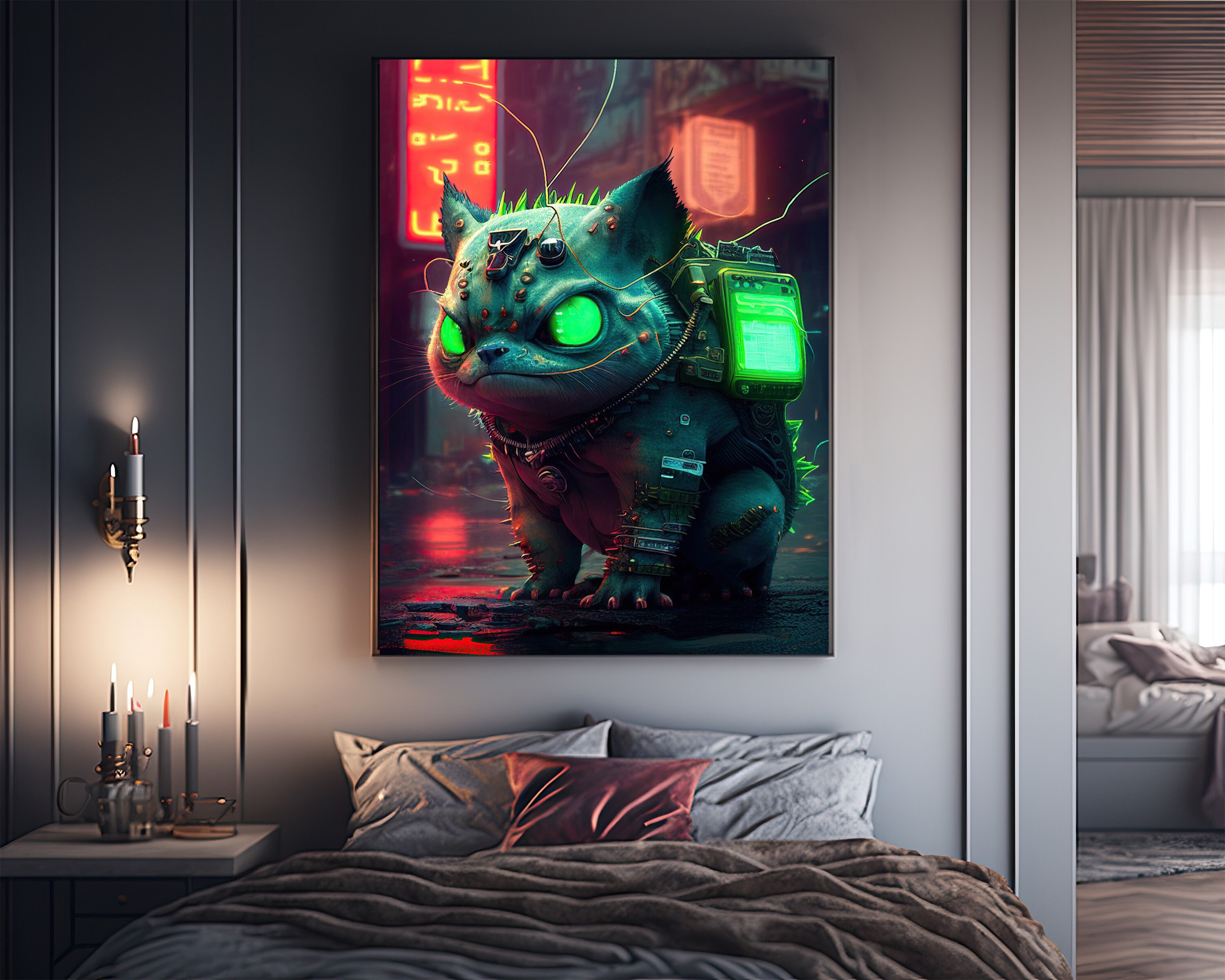 Cyberpunk Pokemon Bulbasaur Printable Poster A4 to A1 Sizes Available ...