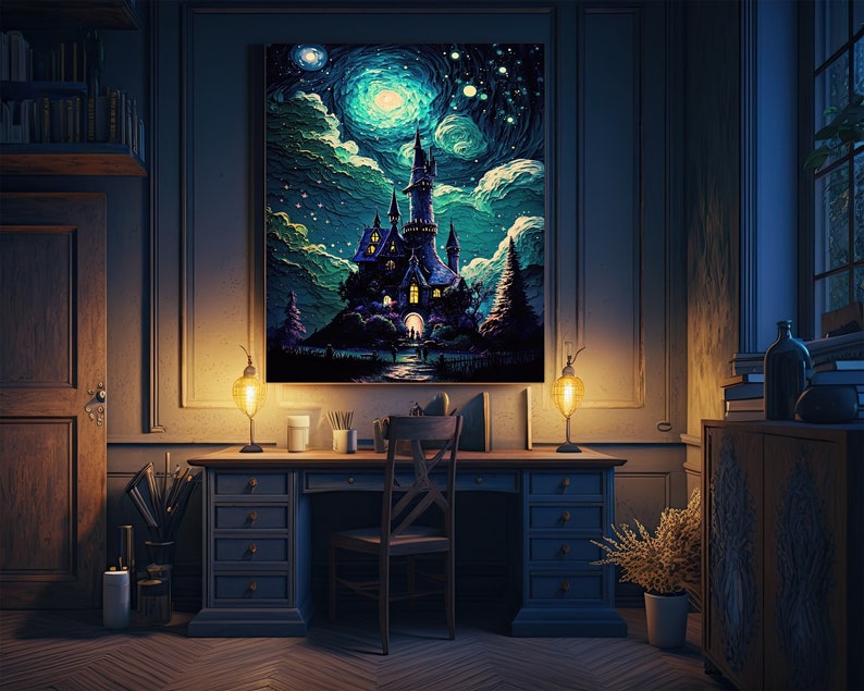 Van Gogh-inspired Castle Printable Poster - A4 to A1 Sizes Available ...
