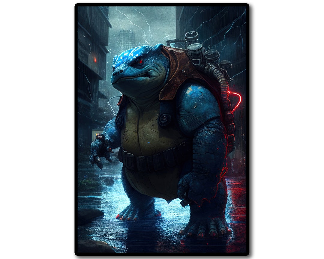 Cyberpunk Pokemon Blastoise Printable Poster A4 to A1 Sizes - Etsy