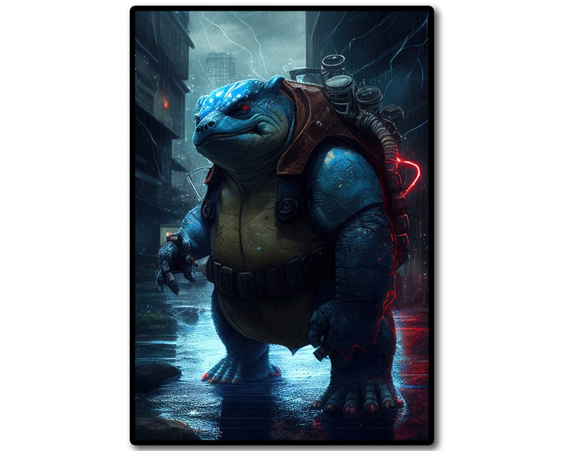 Cyberpunk Pokemon Blastoise Printable Poster A4 to A1 Sizes - Etsy