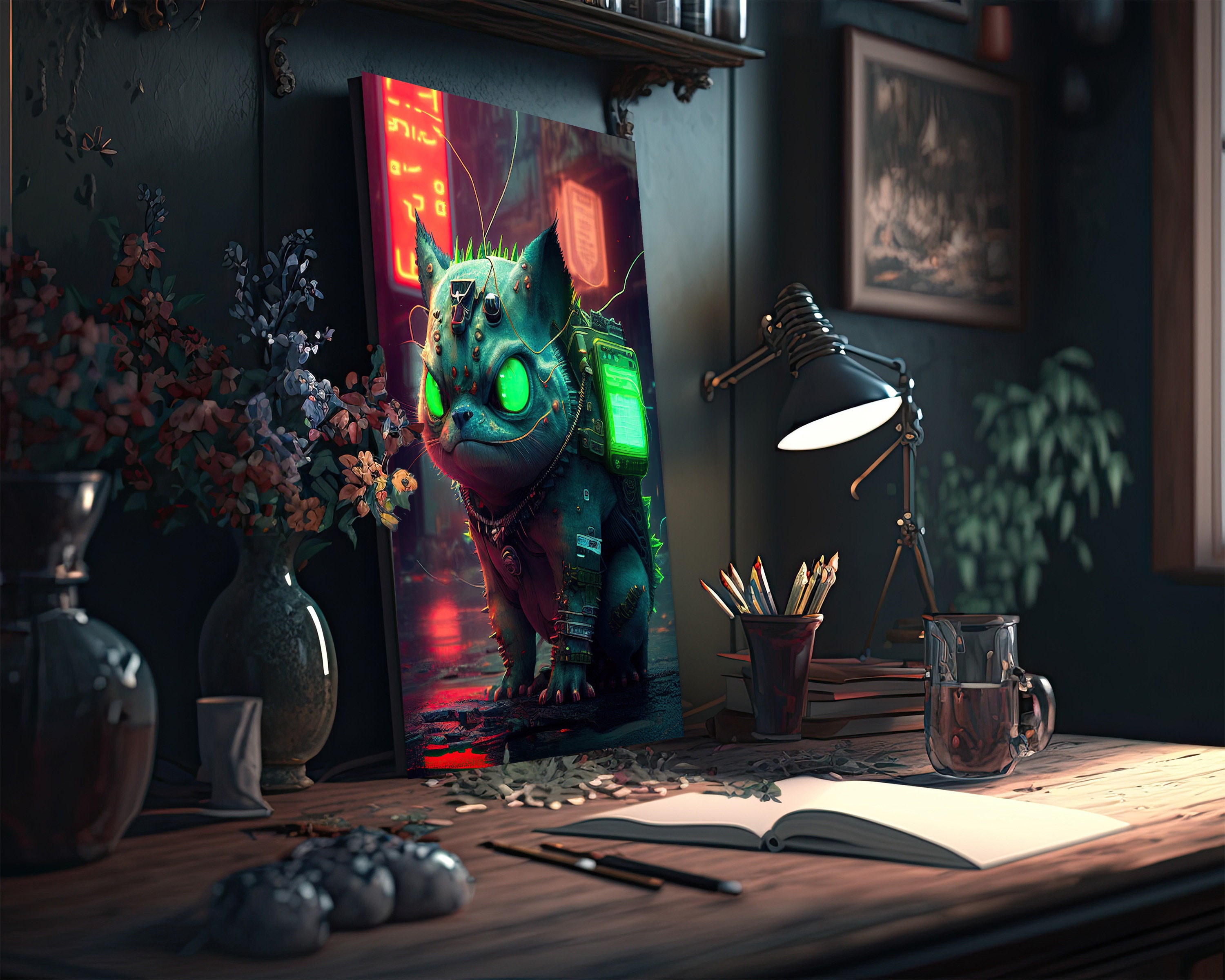 Cyberpunk Pokemon Bulbasaur Printable Poster A4 to A1 Sizes Available ...