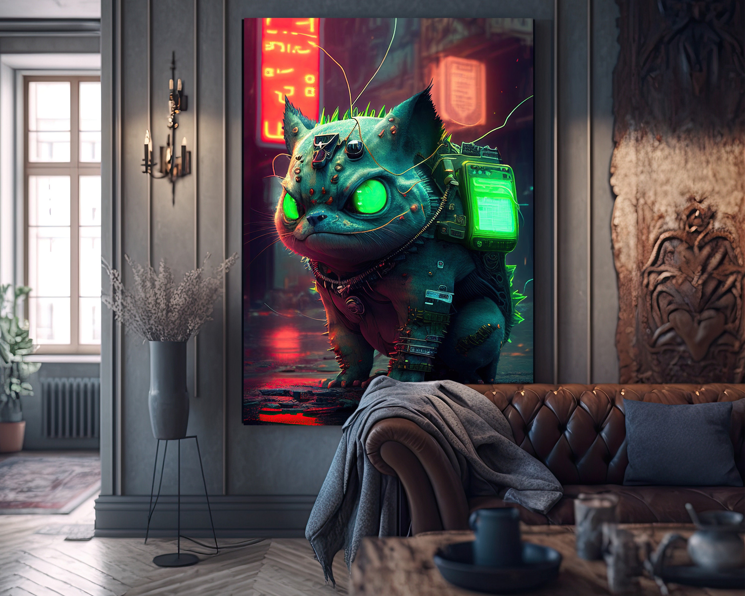 Cyberpunk Pokemon Bulbasaur Printable Poster A4 to A1 Sizes Available ...