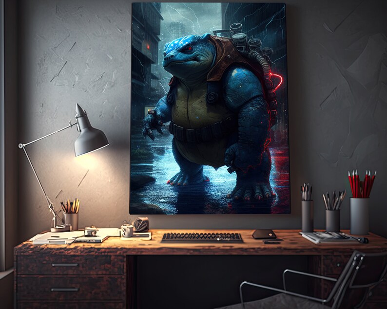 Cyberpunk Pokemon Blastoise Printable Poster A4 to A1 Sizes - Etsy