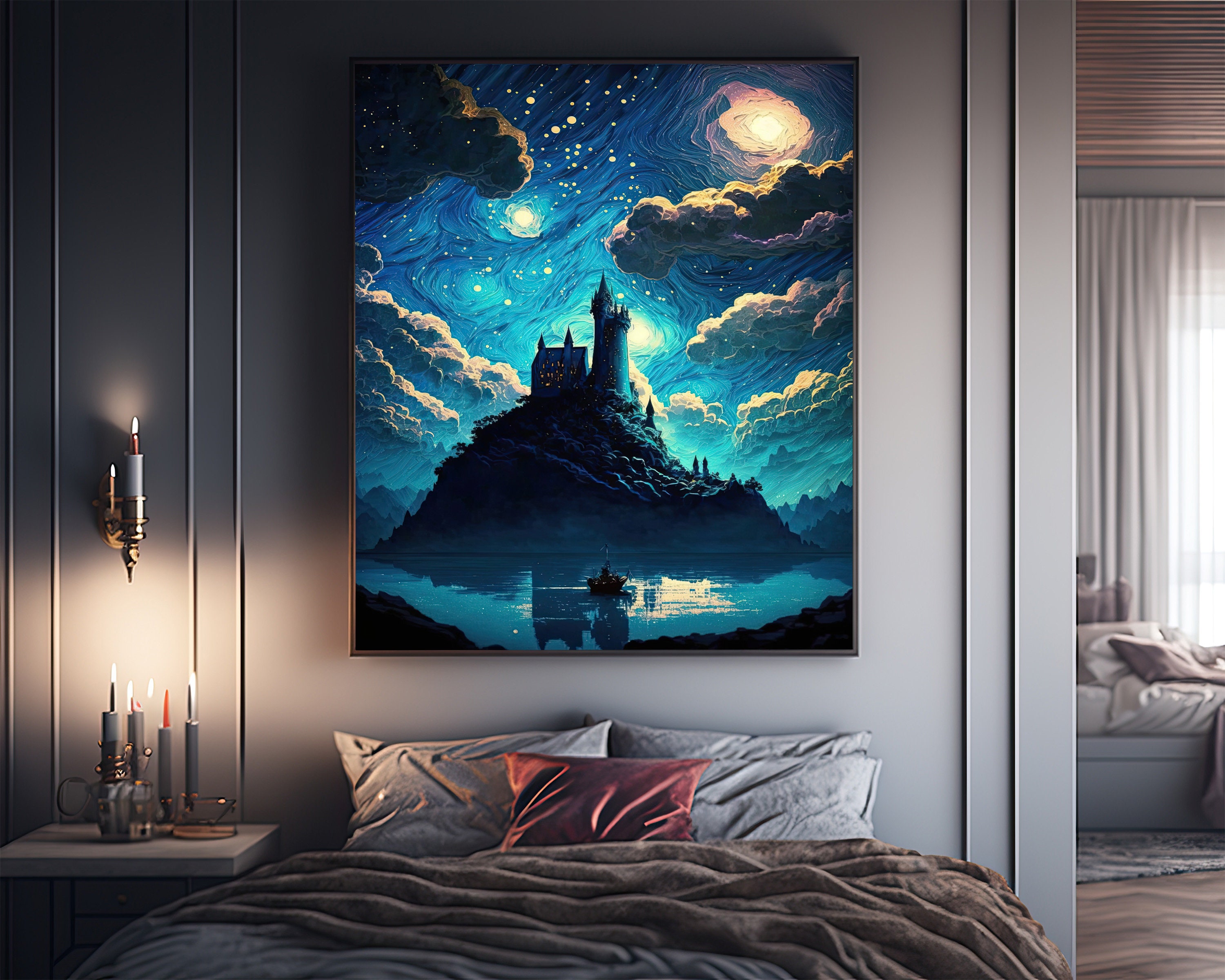 Van Gogh-inspired Castle Printable Poster - A4 to A1 Sizes Available ...