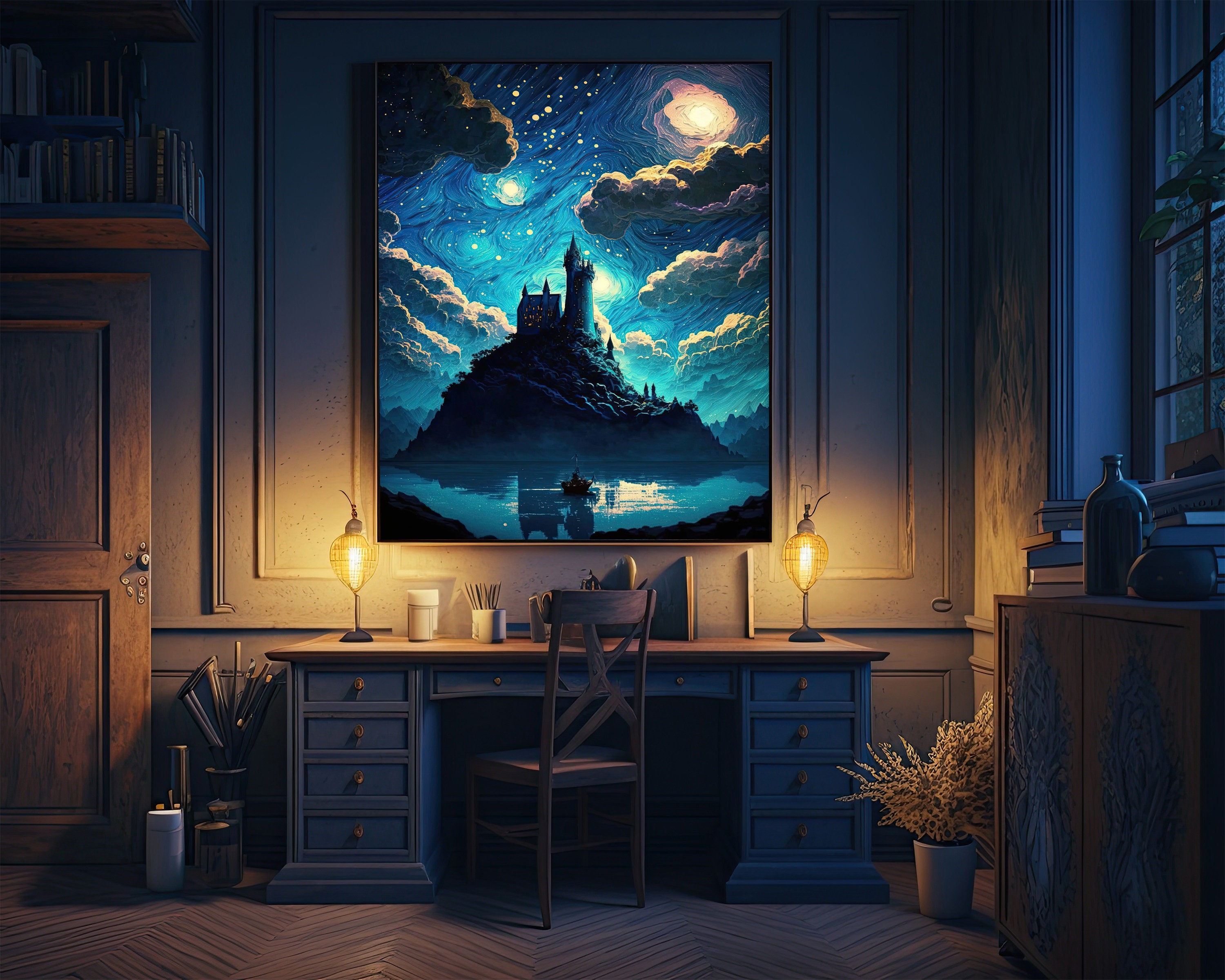Van Gogh-inspired Castle Printable Poster - A4 to A1 Sizes Available ...