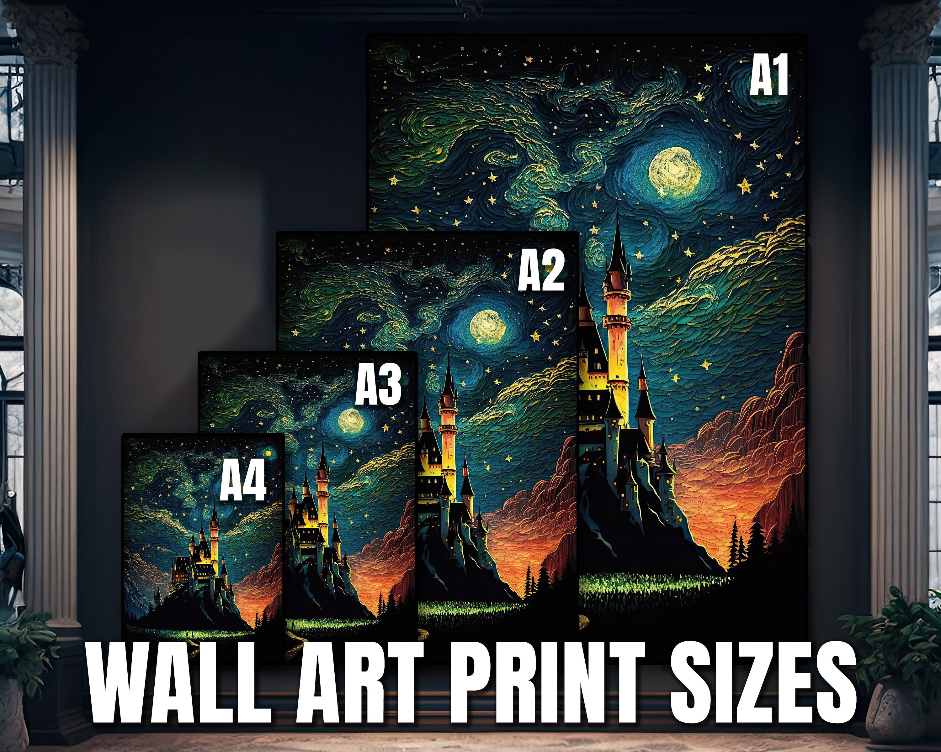 Van Gogh-inspired Castle Printable Poster A4 to A1 Sizes Available ...