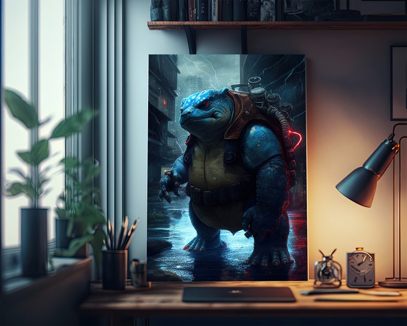 Cyberpunk Pokemon Blastoise Printable Poster A4 to A1 Sizes - Etsy