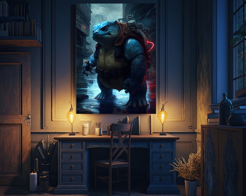 Cyberpunk Pokemon Blastoise Printable Poster A4 to A1 Sizes - Etsy