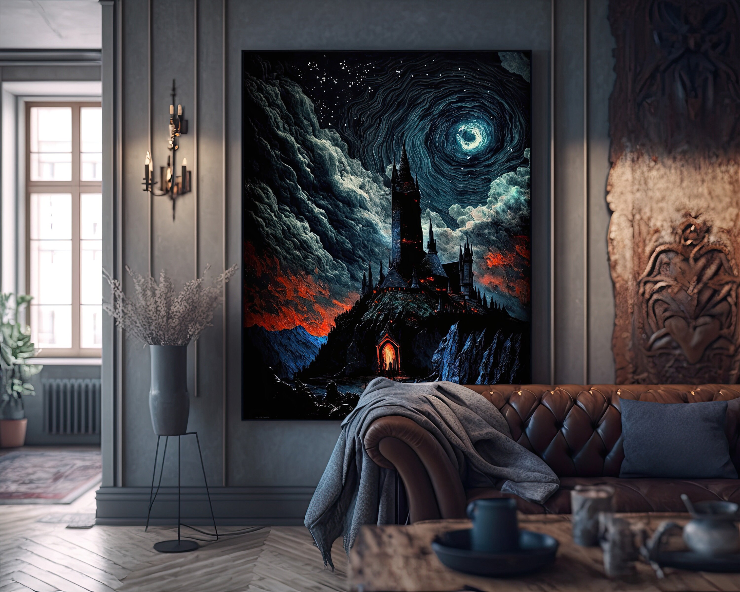 Van Gogh-inspired Mordor Castle Printable Poster, A4 to A1 Sizes ...