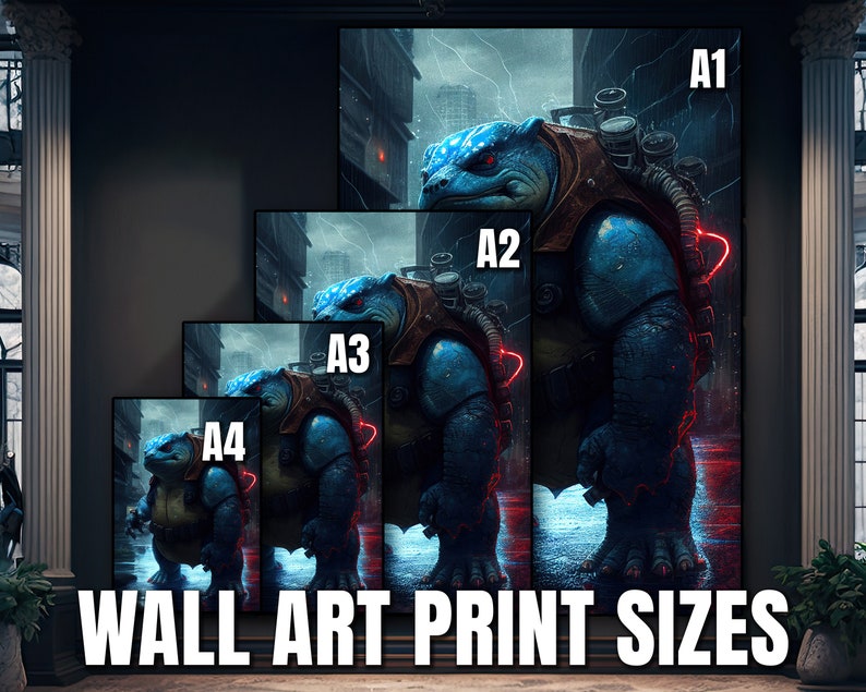 Cyberpunk Pokemon Blastoise Printable Poster A4 to A1 Sizes - Etsy