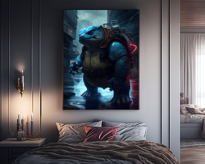 Cyberpunk Pokemon Blastoise Printable Poster A4 to A1 Sizes - Etsy