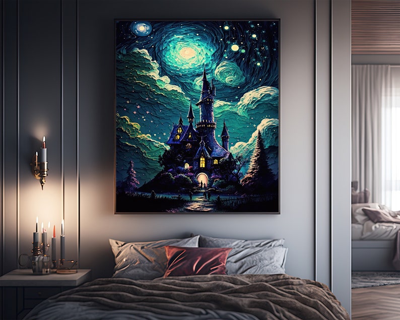 Van Gogh-inspired Castle Printable Poster - A4 to A1 Sizes Available ...