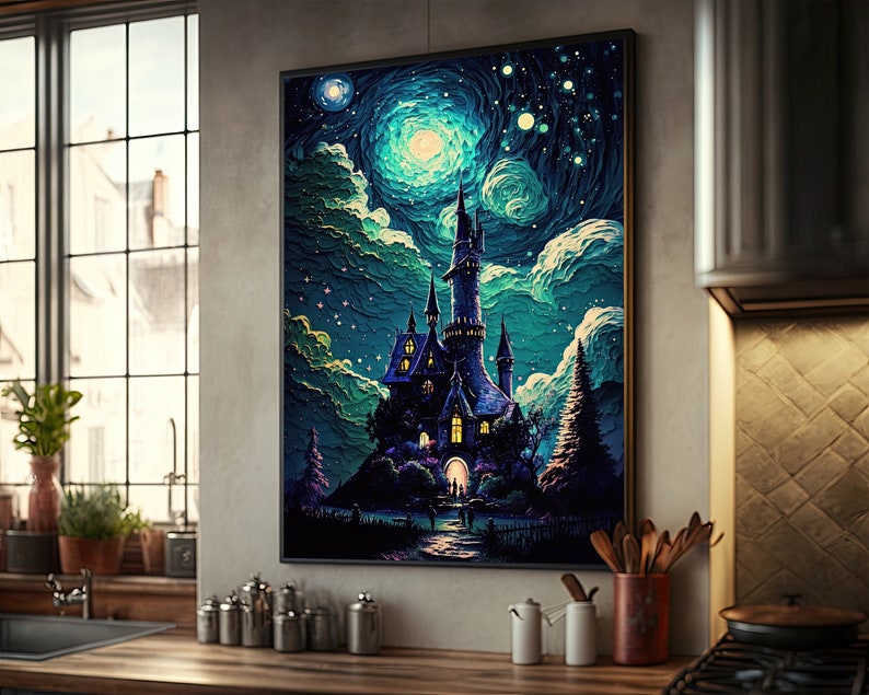 Van Gogh-inspired Castle Printable Poster - A4 to A1 Sizes Available ...