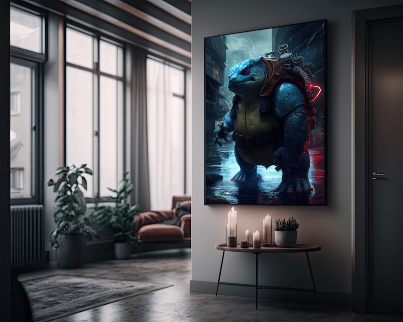 Cyberpunk Pokemon Blastoise Printable Poster A4 to A1 Sizes - Etsy
